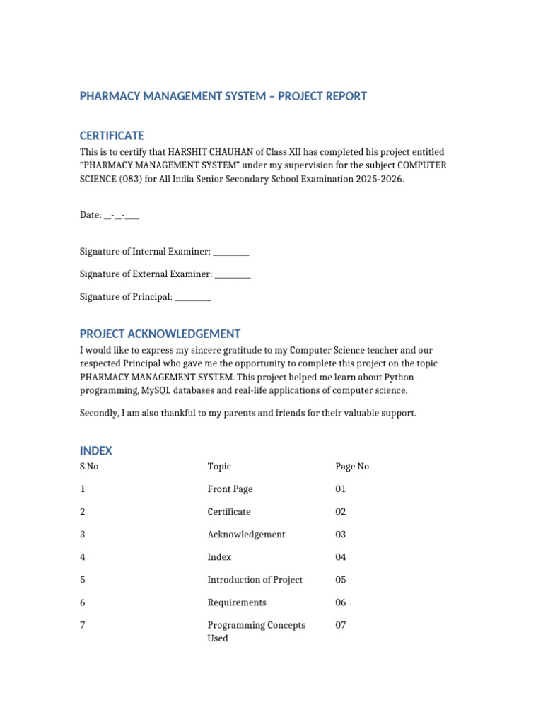 Pharmacy Management System Report | PDF | Databases | Python ...
