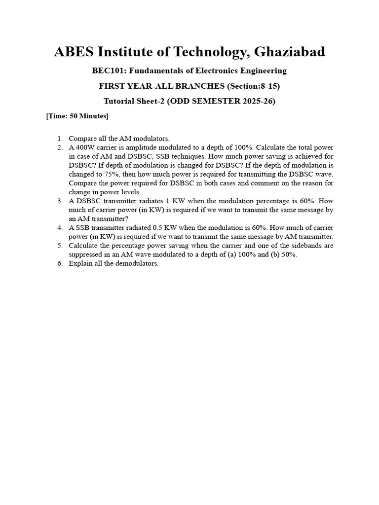 Tutorial Sheet 2 | PDF