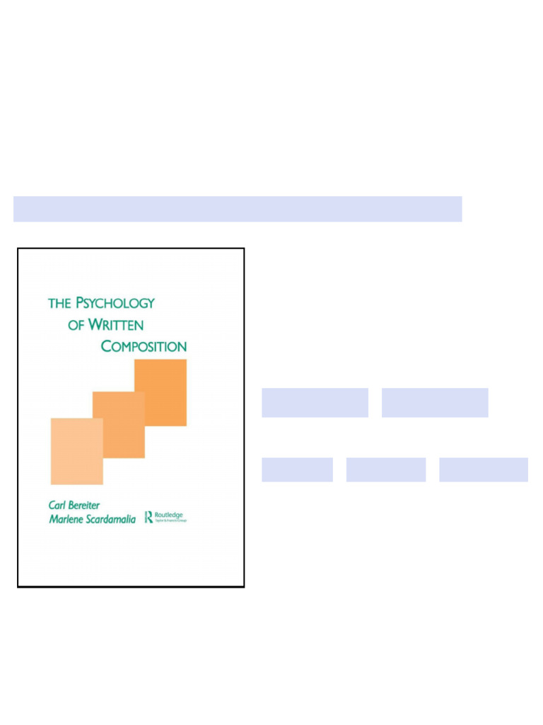Psychology of Written Compo Marlene Scardamalia Carl Bereit The Marlene ...