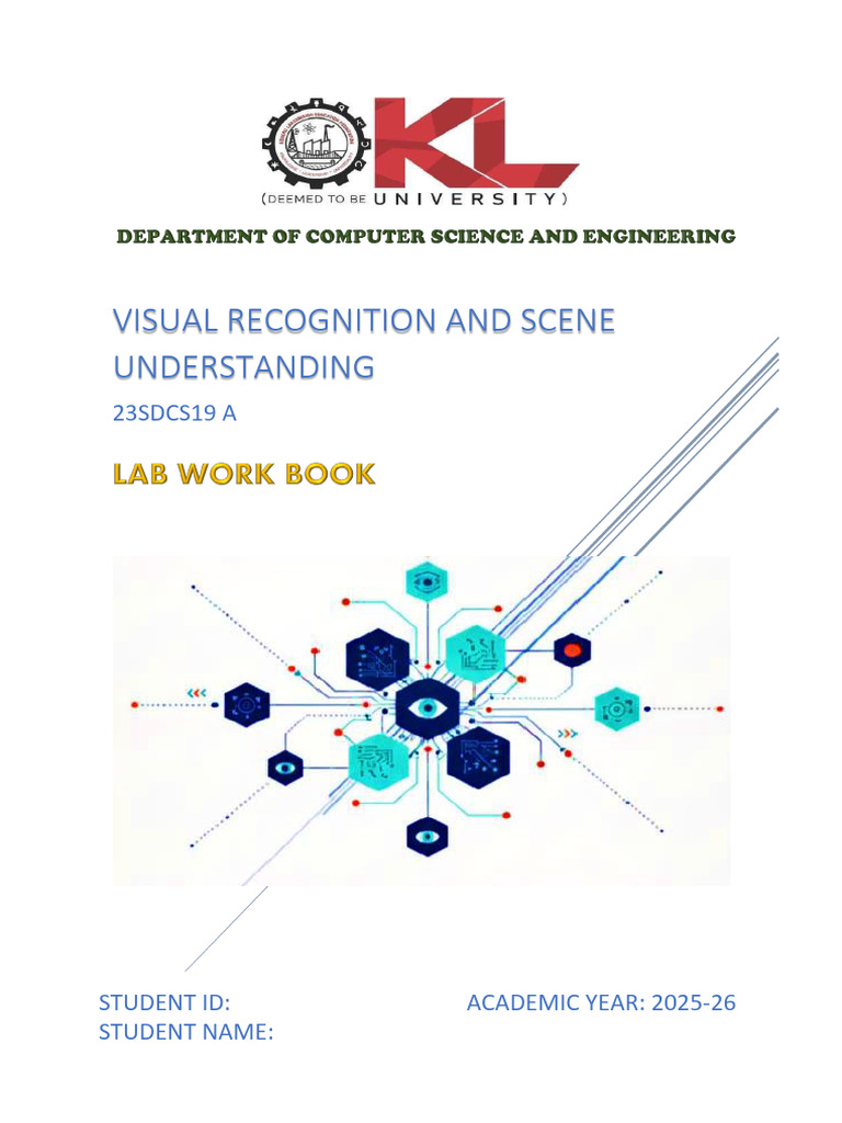 Visual Recognization and Scene Understanding Lab Work Book Advanced 1.1 ...