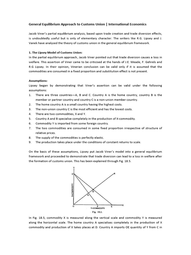 General Equilibrium Analysis of Customs Unions | PDF | General ...