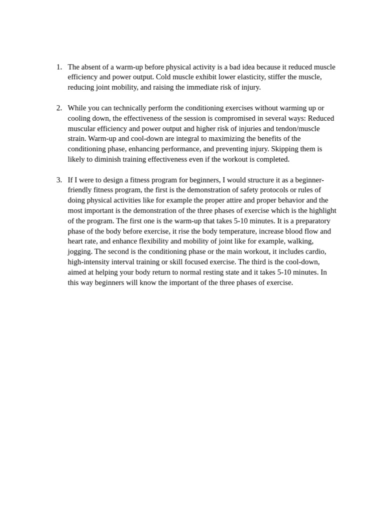 Importance of Warm-Up in Fitness | PDF