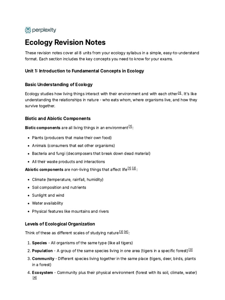 Ecology Revision Notes | PDF | Precipitation | Evolution