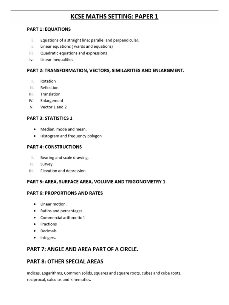 Kcse Maths Setting.pdf | PDF