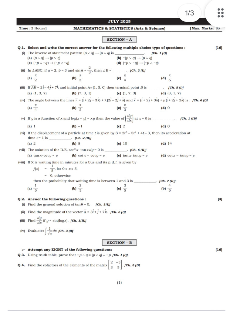 Maths Boards Question Paper | PDF