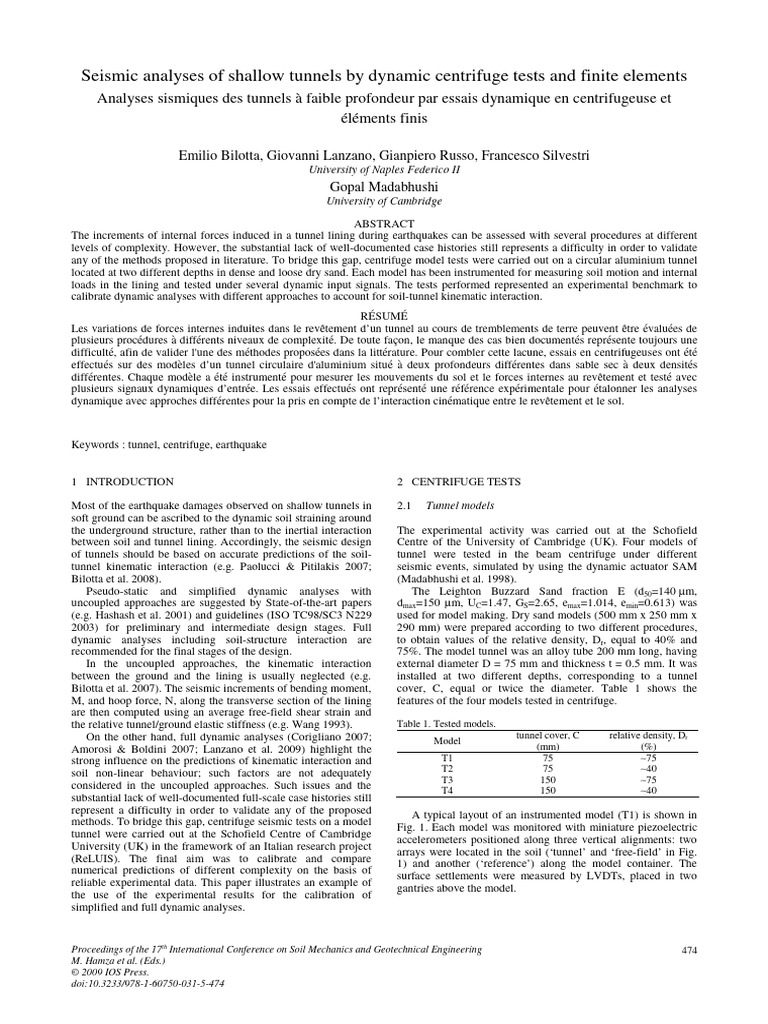 Seismic Analysis of Shallow Tunnels | PDF | Earthquakes | Viscoelasticity
