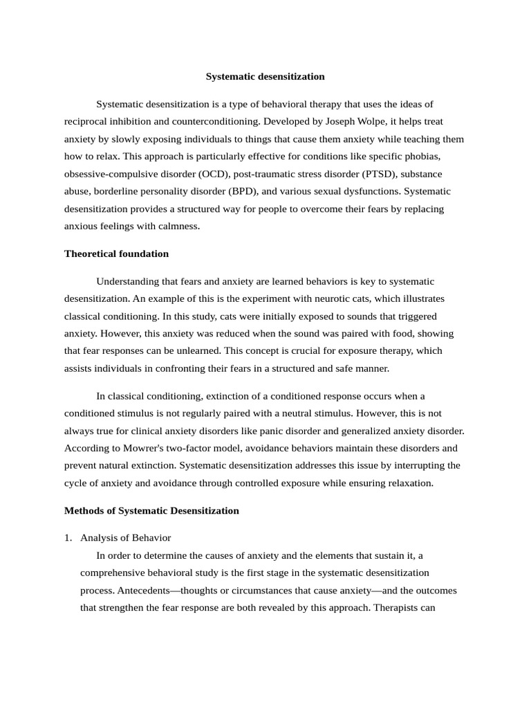 Systematic desensitization intro final | PDF | Anxiety | Fear
