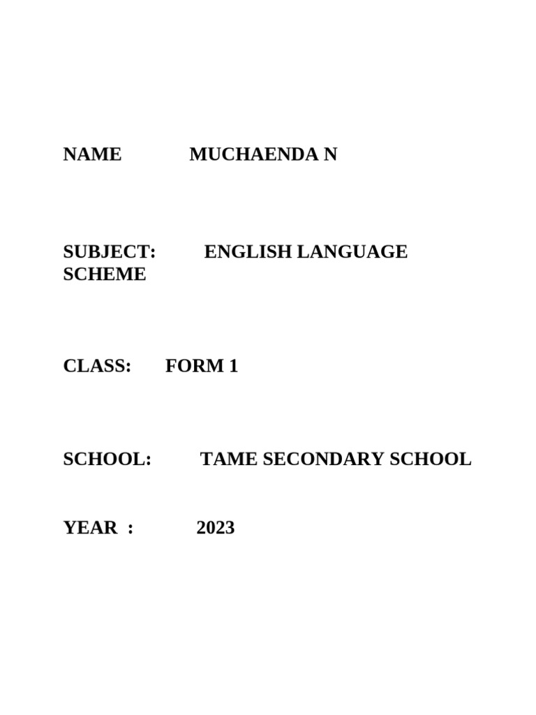 Form 1 English Language Syllabus 2023 | PDF | Vocabulary | English Language