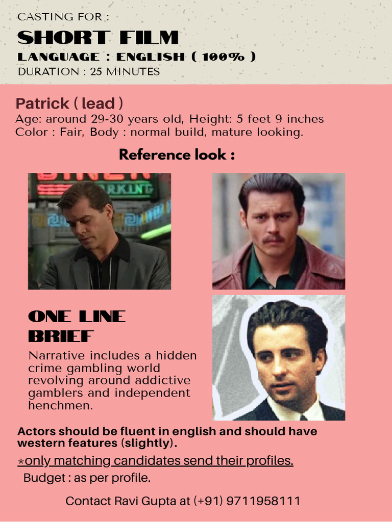 Casting Call - English Short Film | PDF