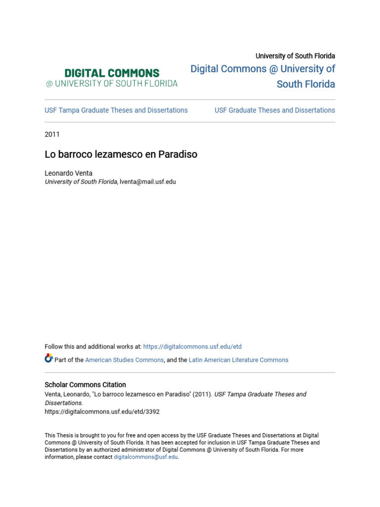 Lo Barroco Lezamesco en Paradiso | PDF | Cuba | Vanguardia