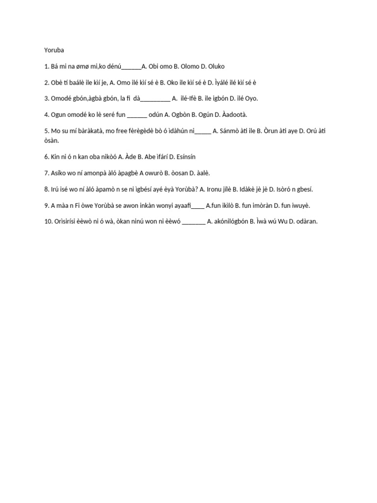 Yoruba Primary Two | PDF