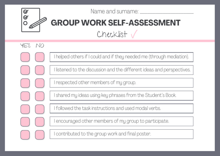 Group Work Self-Assessment Worksheet (1) | PDF