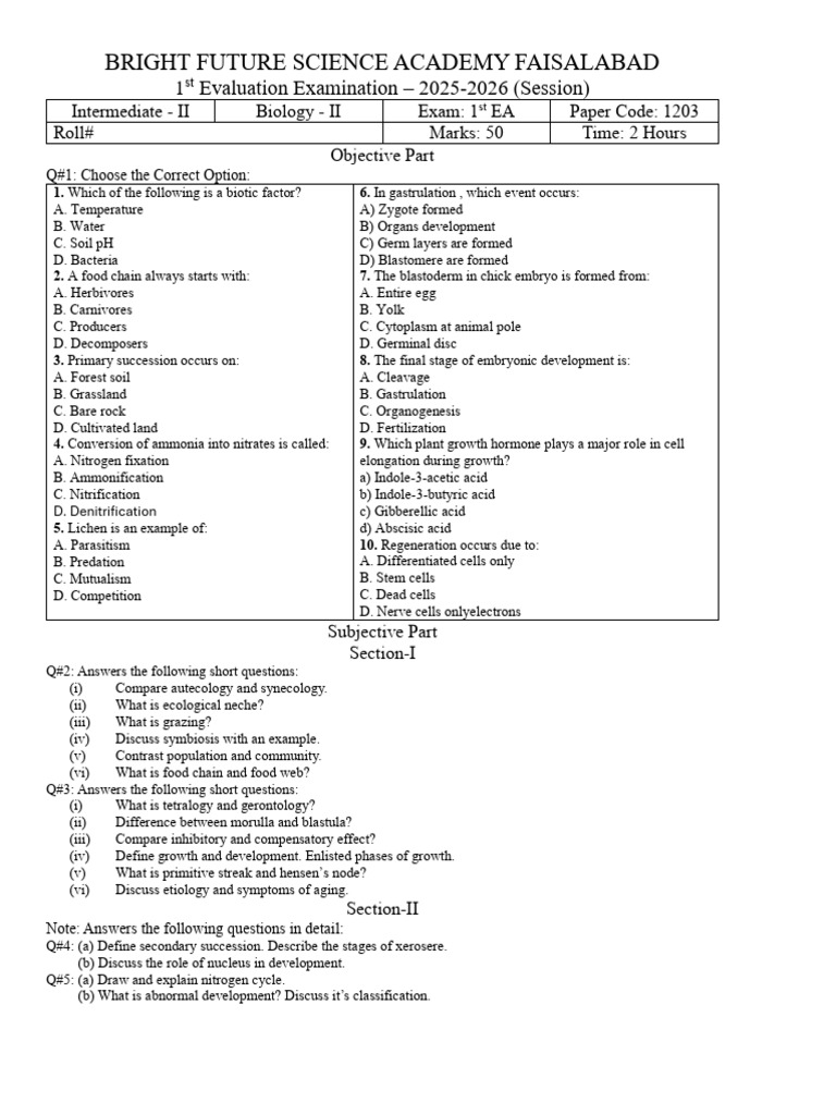 Biology Part II | PDF | Embryo | Biology