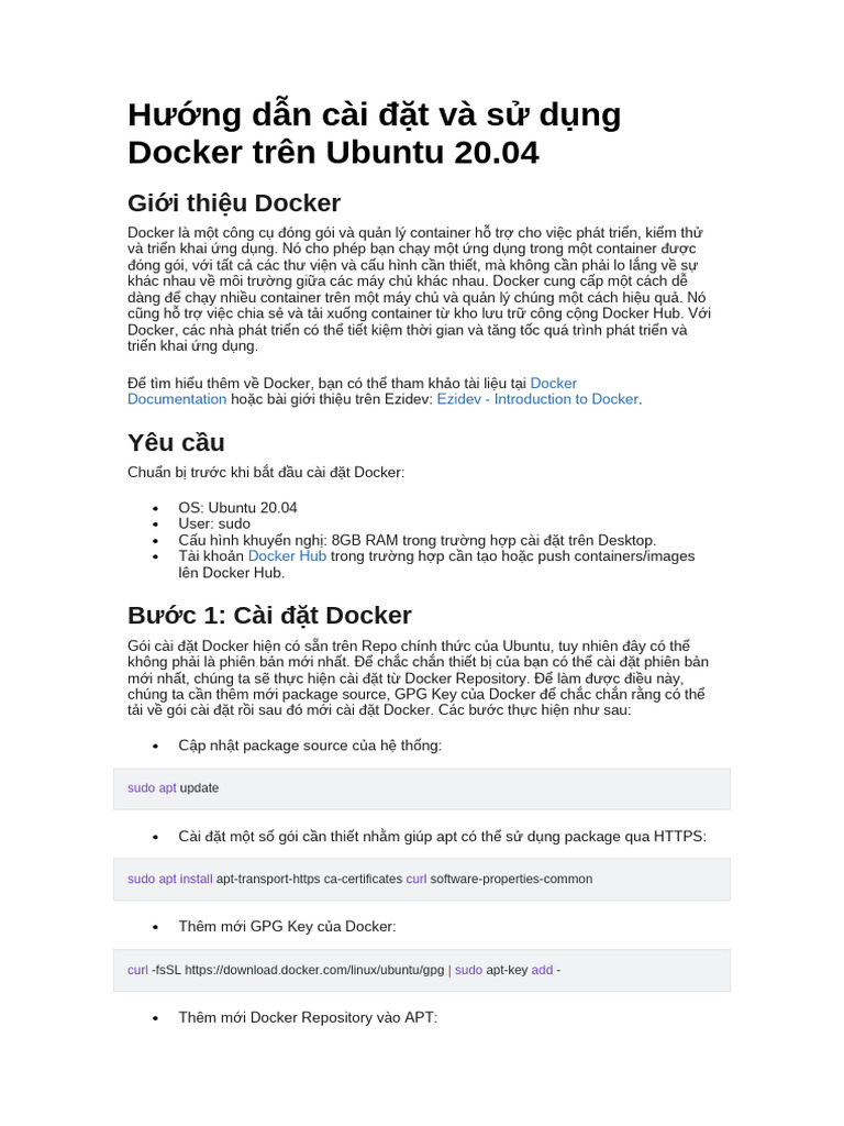 9.1 - Cài đặt Docker trên Ubuntu | PDF