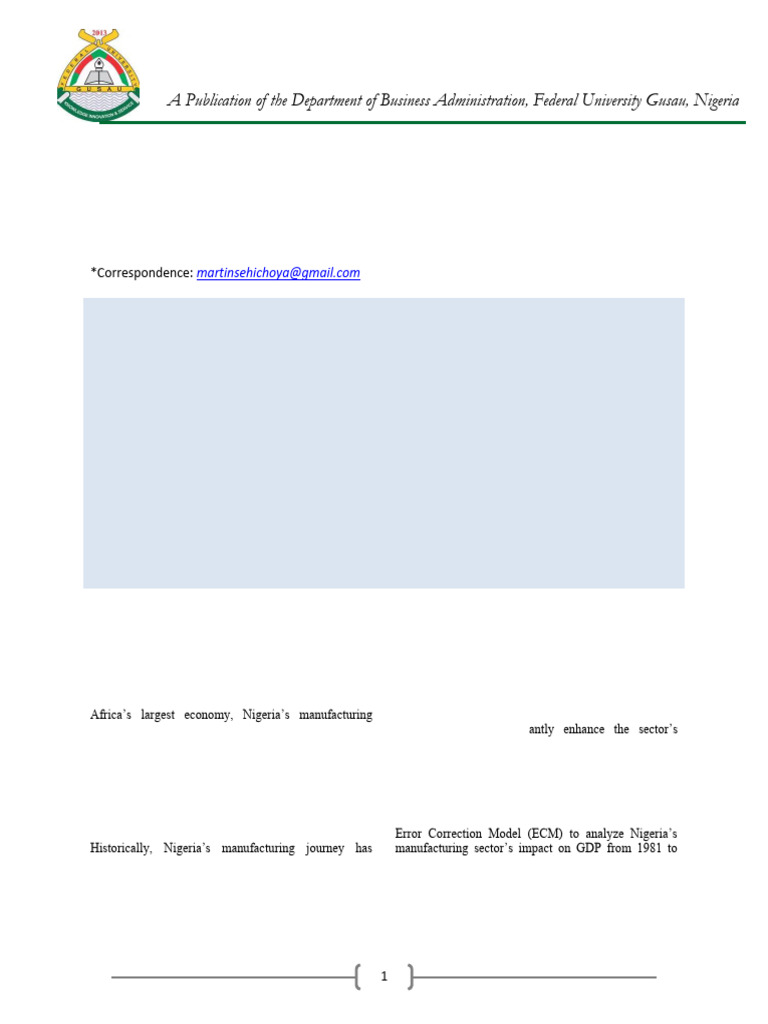 Manufacturing Output and Nigeria's GDP Growth | PDF | Economic Growth ...