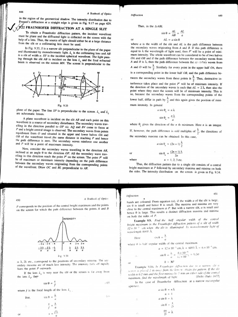 6_single Slit Diffraction | PDF | Diffraction | Optics