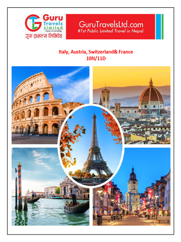 Italy, Austria, Switzerland & France 10N11D | PDF | Venice | Florence