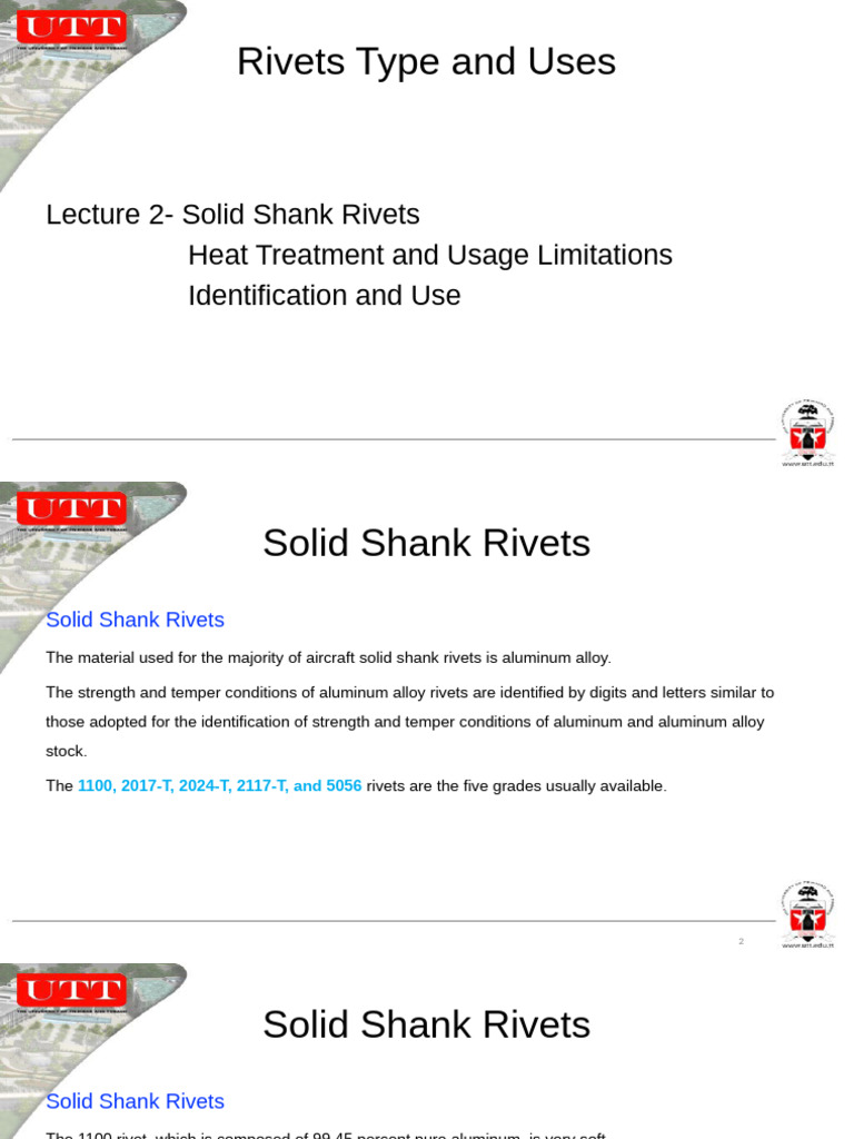 Rivets Type and Uses: Lecture 2-Solid Shank Rivets Heat Treatment and ...