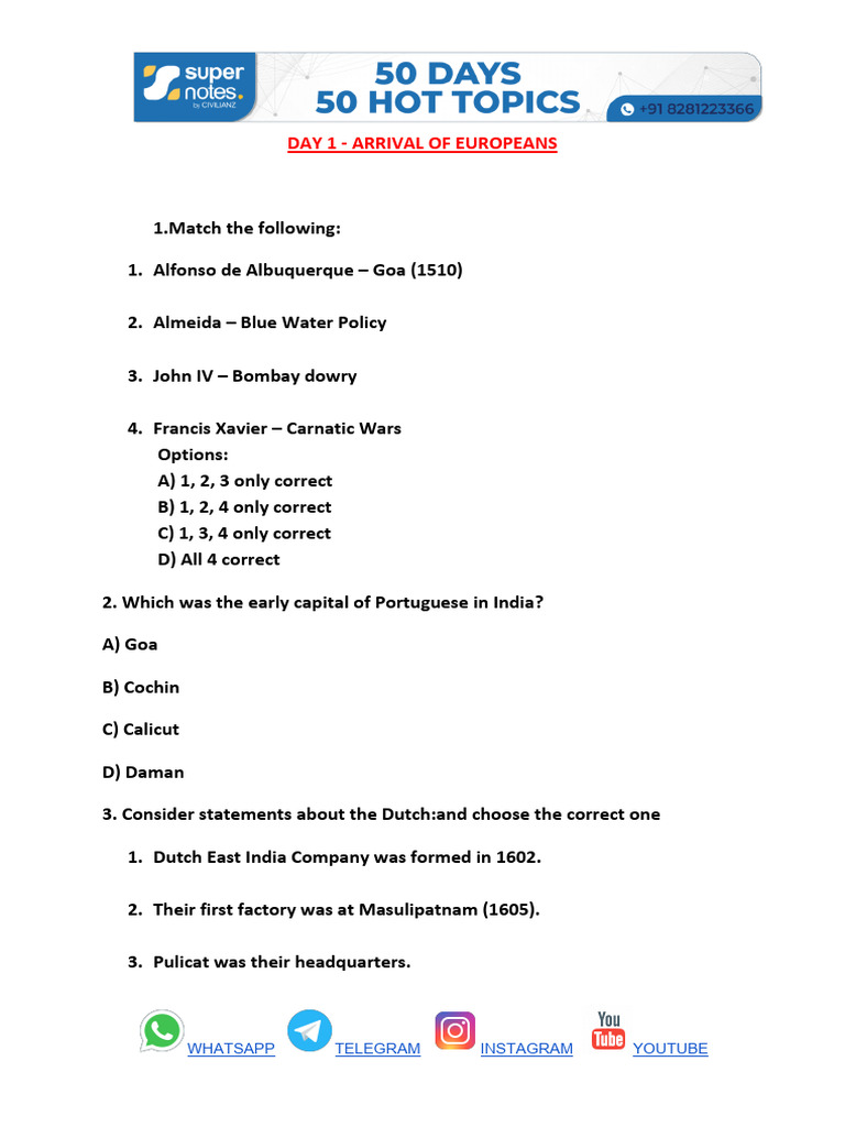 European Arrival in India: Key Events | PDF | Colonial India