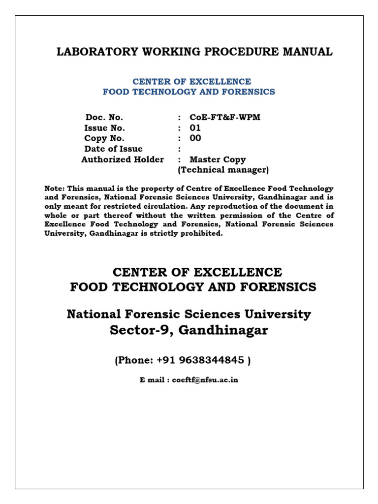 CoE FT&F - Working Procedure Manual | PDF | Cereals | Legume