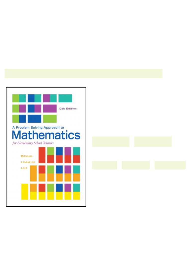 Problem Solving Approach to Mathematics for Elementary Sch A Ready to ...