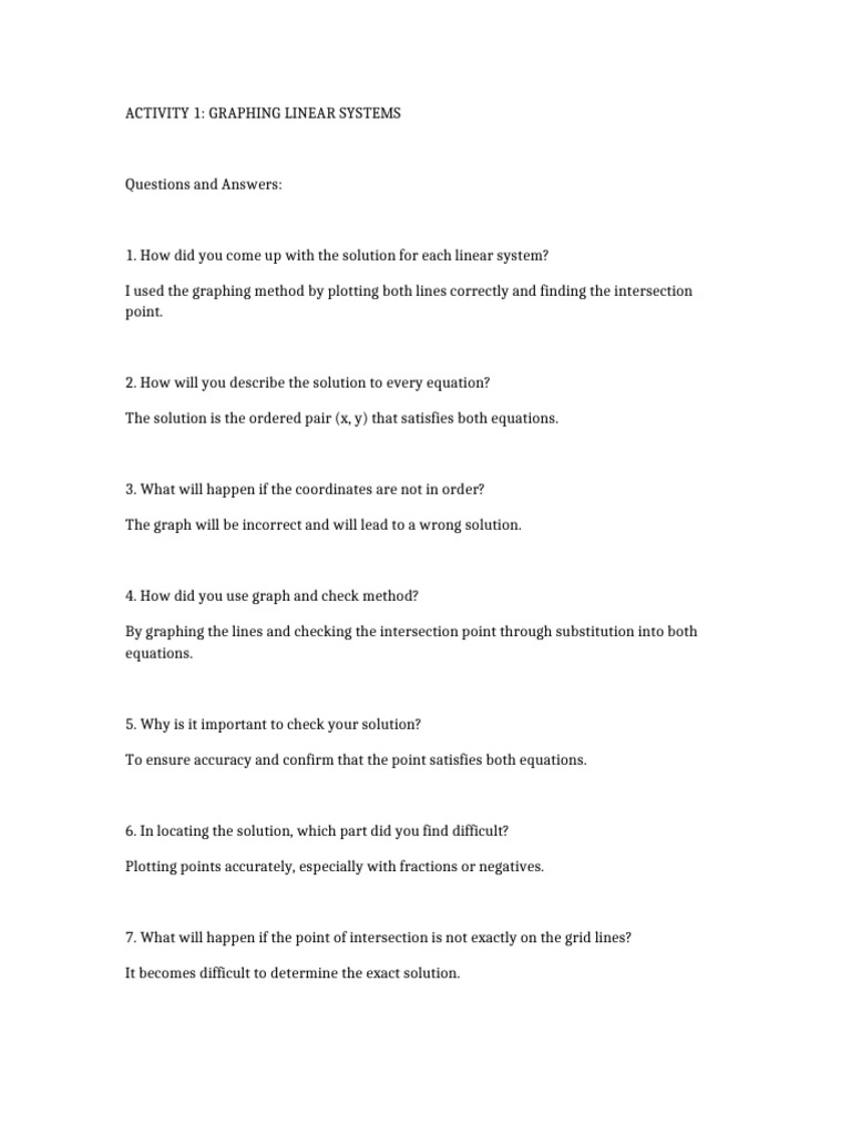 Graphing Linear Systems and Solutions | PDF | Equations | System Of ...