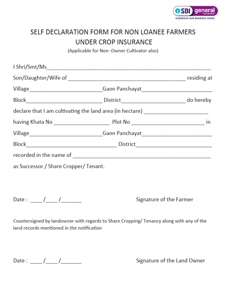 Self Declaration Form- Sharecropper Tenant Successor (1) | PDF