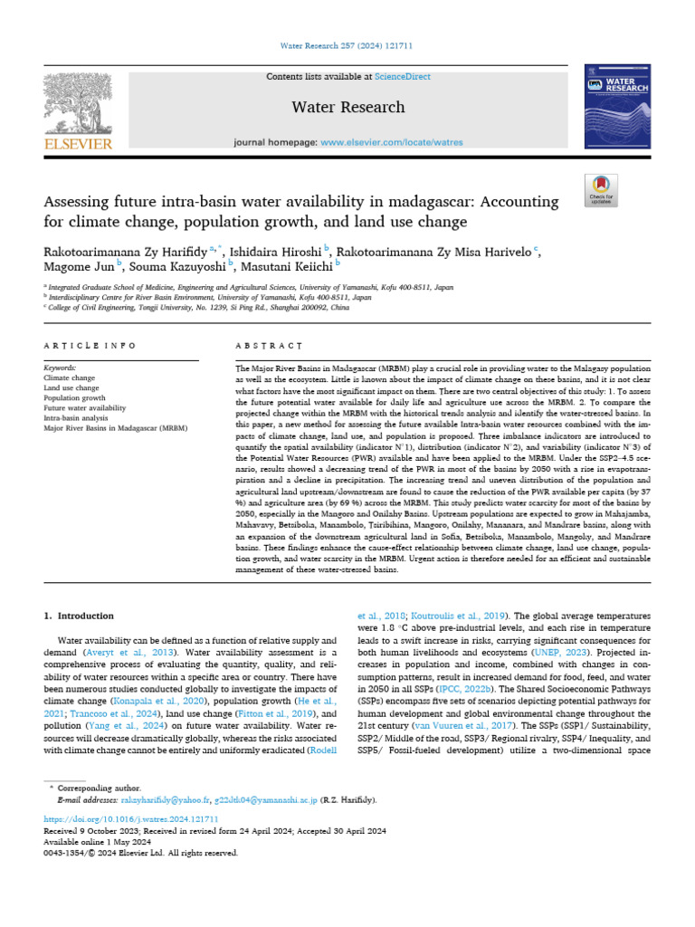 WR - Intra-basin Water Availability (2024) | PDF | Water | Water Scarcity