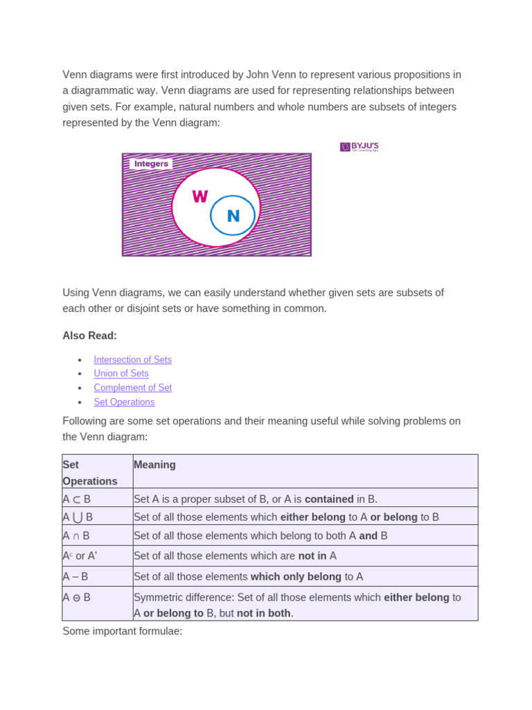 Understanding Venn Diagrams and Set Operations | PDF | Intersection ...
