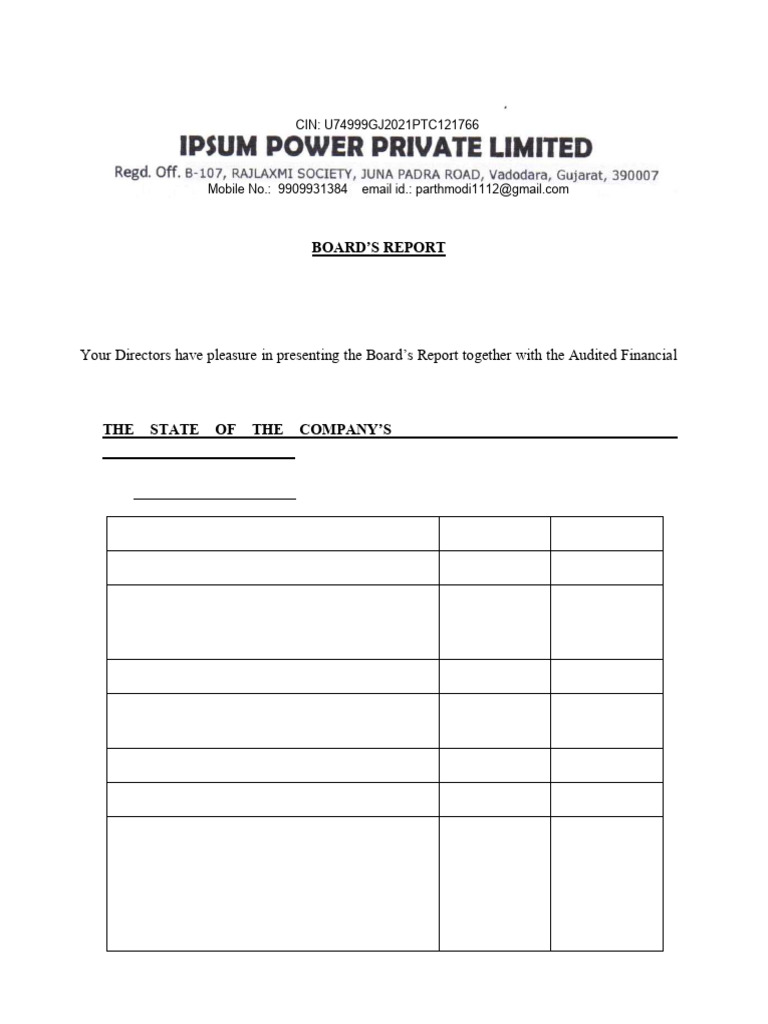 Board Report | PDF | Audit | Going Concern