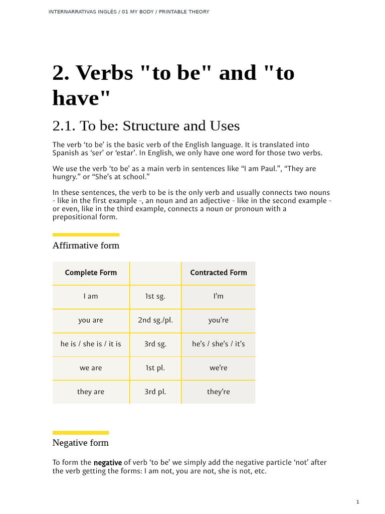 01 My Body - Printable Theory (1) | PDF | Verb | Noun