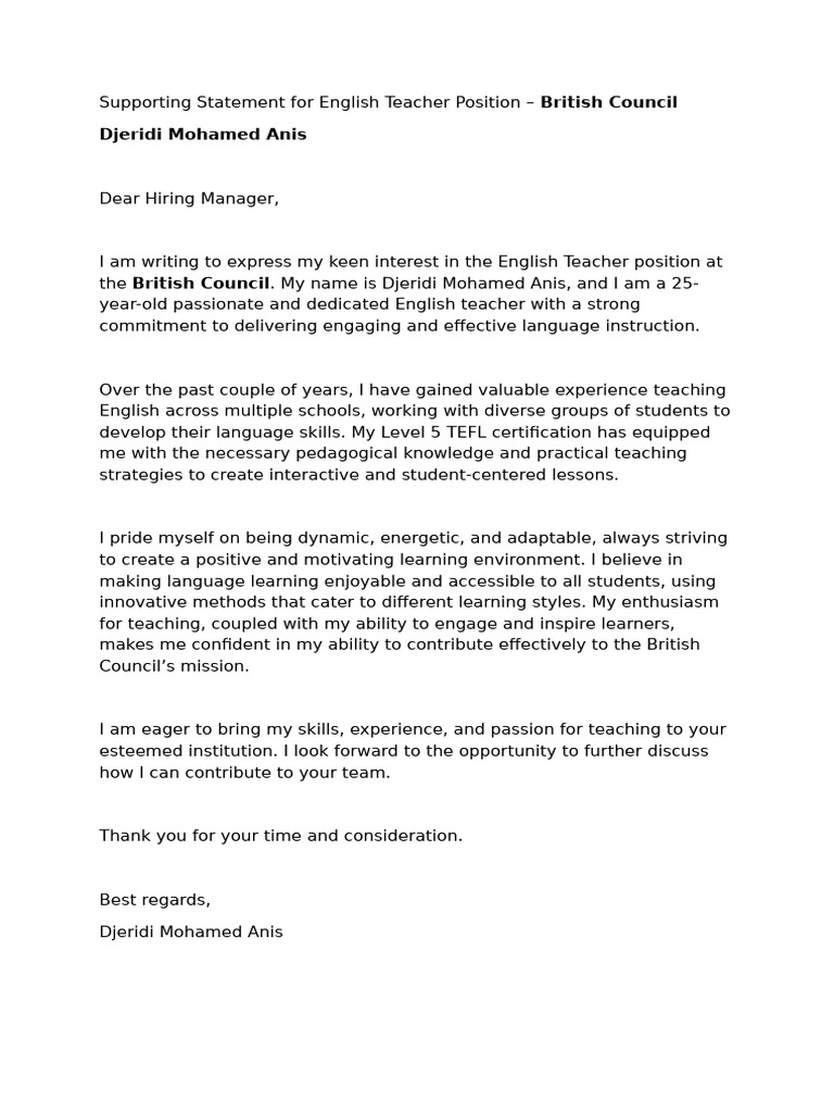 Supporting Statement | PDF