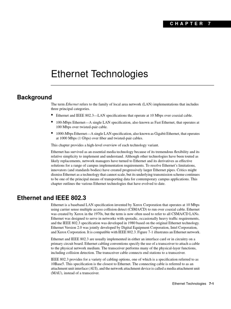Overview of Ethernet Technologies | PDF