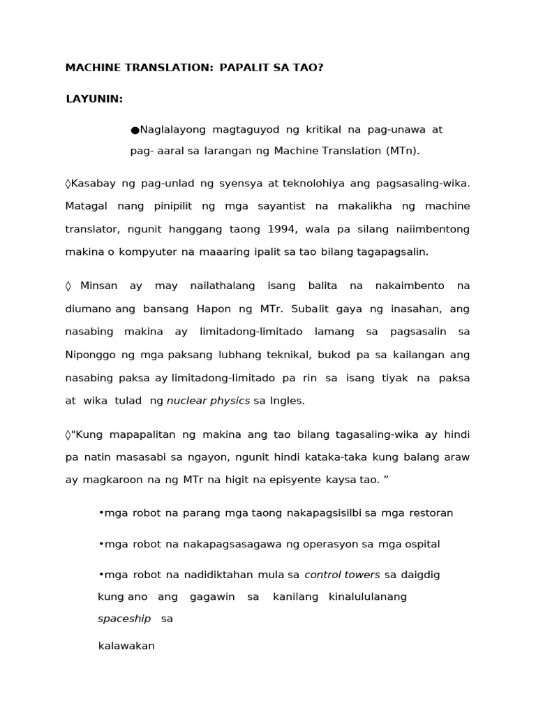 Machine Translation Converted | PDF