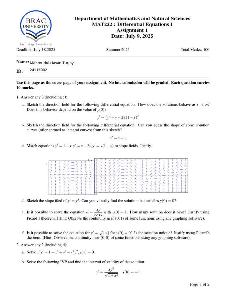 Linear Algebra Assignment 02 | PDF | Equations | Continuous Function