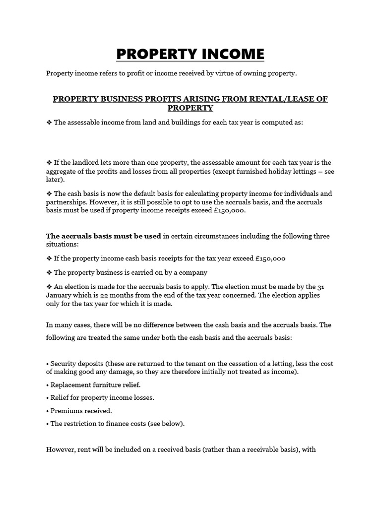 Chp 4 Property Income | PDF | Expense | Tax Deduction
