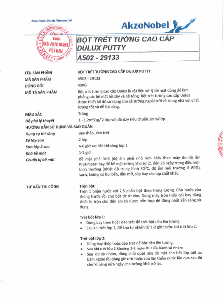 A502-29133 - PDS - Dulux putty (1) | PDF
