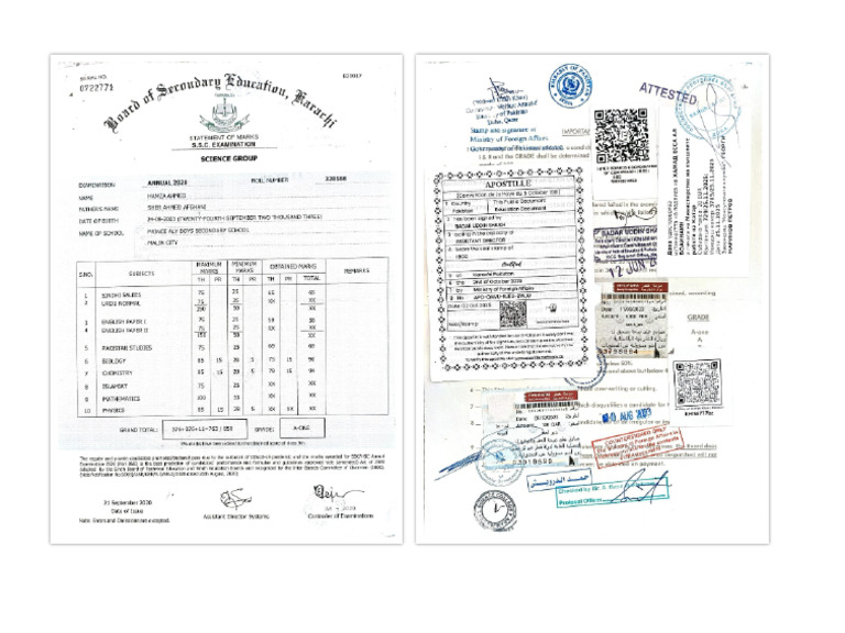 Matric Marksheet | PDF