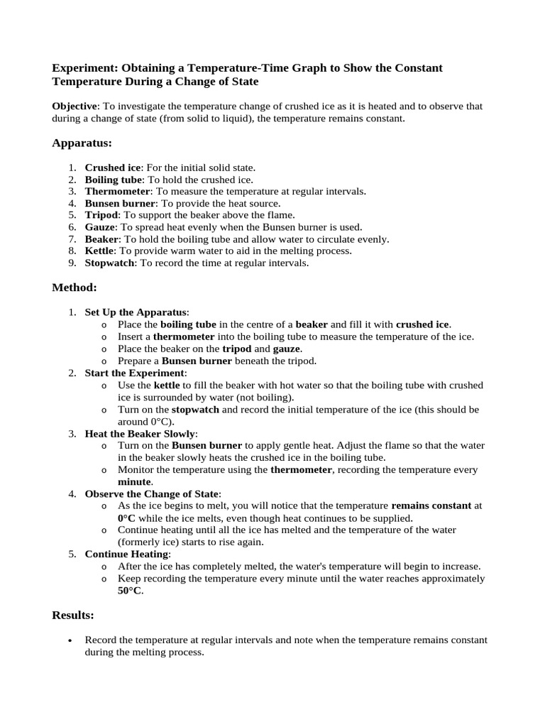 Temperature-Time Graphs IGCSE Lab | PDF | Melting | Ice