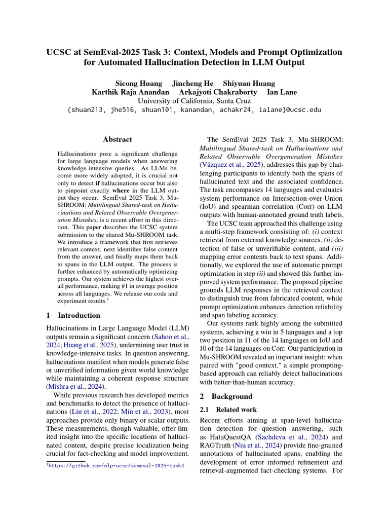 UCSC's Hallucination Detection Framework | PDF | Information Science ...