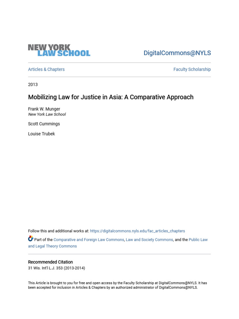 Mobilizing Law for Justice in Asia: A Comparative Approach by Frank W ...