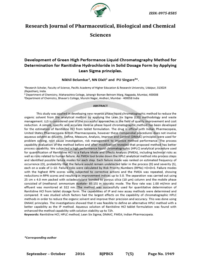 Development of Green Hplc | PDF | High Performance Liquid ...