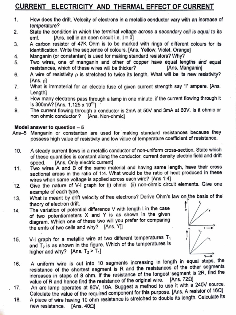 Electricity and Thermal Effects Explained | PDF | Electrical ...
