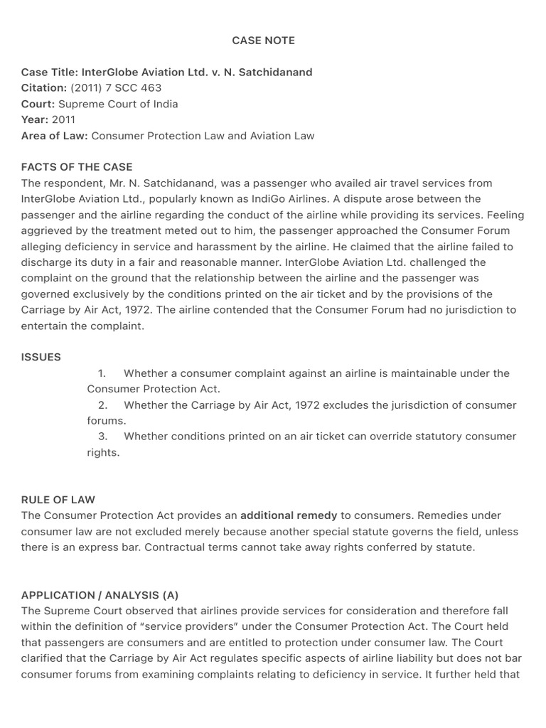 Consumer Rights in Airline Disputes | PDF | Consumer Protection ...