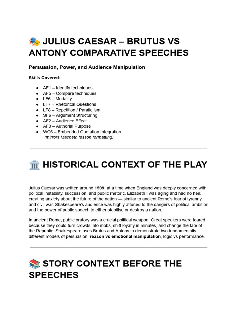 Year 10 ? Julius Caesar Lf6 Lf7 Lf8 Sf6 Af5 Af6 | PDF | Rhetoric ...