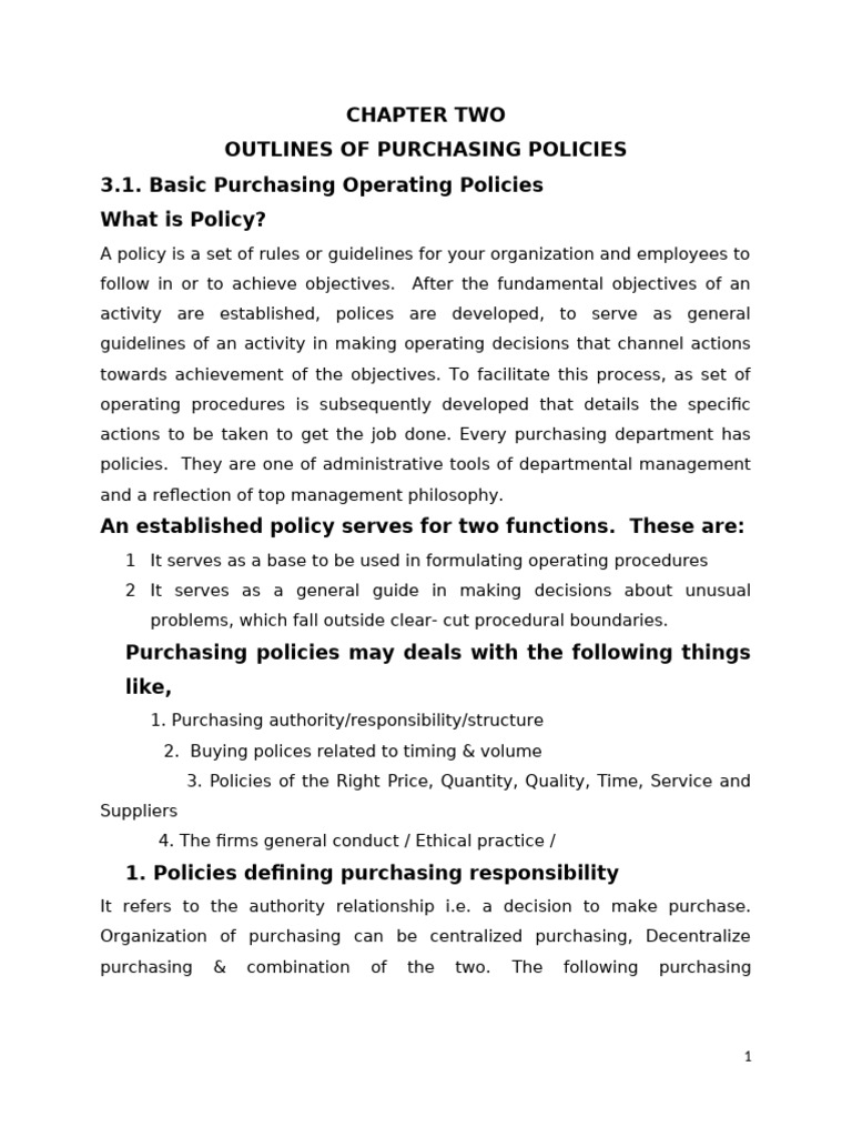 Purchasing Policy Guidelines Overview | PDF | Prices | Procurement