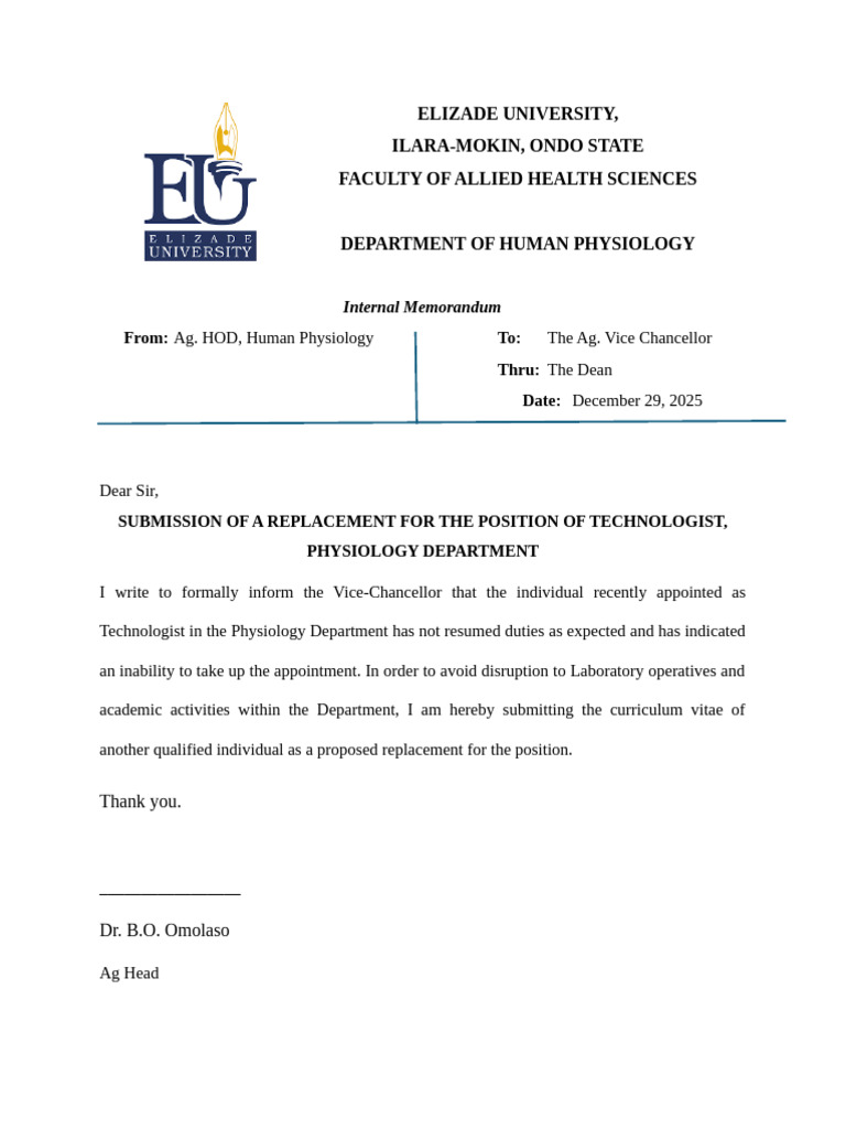 Replacement Letter | PDF