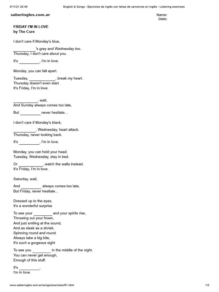 English Listening Exercises: The Cure | PDF