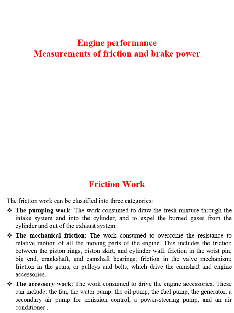 Engine Friction and Performance Analysis | PDF | Internal Combustion ...