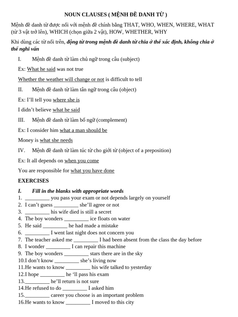 Noun Clauses | PDF | Frost | Linguistics